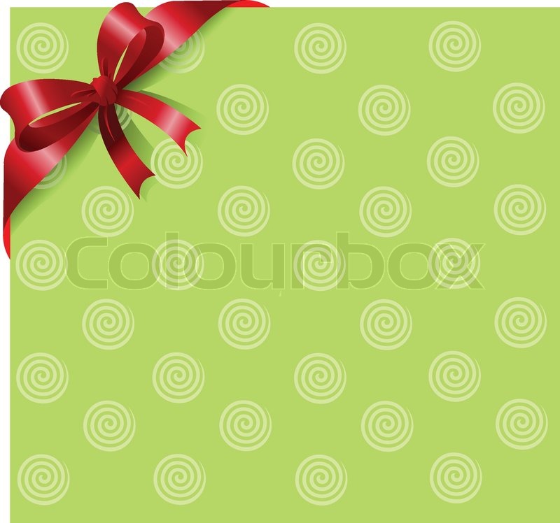 Green page corner with red ribbon and ... | Stock vector | Colourbox