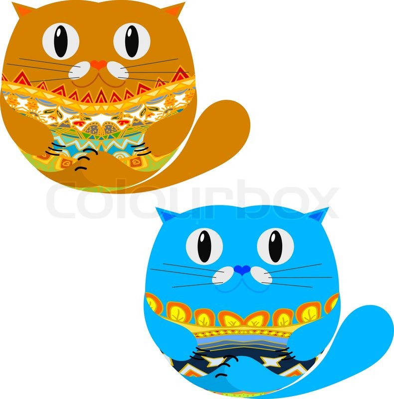 Two Cute Cat. Vector illustration | Stock vector | Colourbox