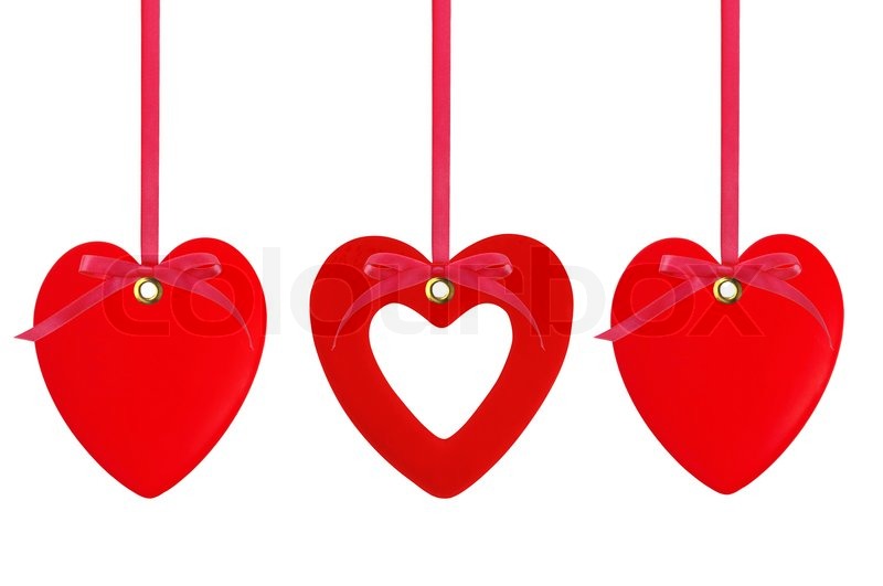 Three red hearts over white background | Stock image | Colourbox