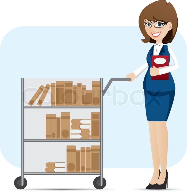 Illustration of cartoon girl librarian ... | Stock vector | Colourbox