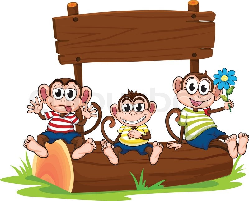 Illustration of the three monkeys ... | Stock vector | Colourbox