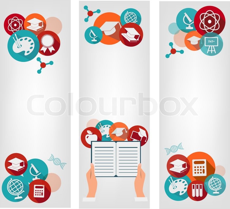 Set of education banners with icons. ... | Stock vector | Colourbox