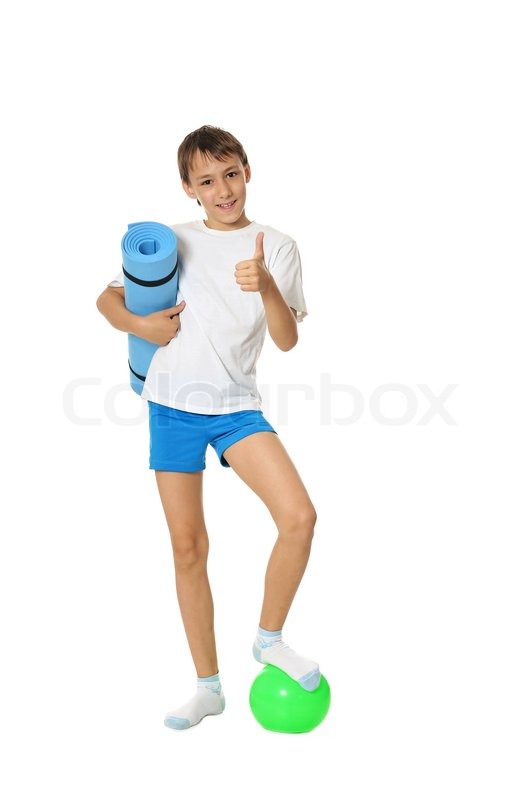 Fitness boy isolated on a white ... | Stock image | Colourbox