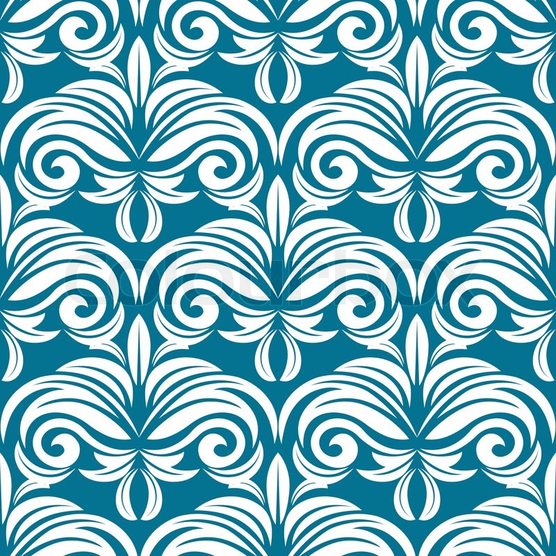 Blue and white seamless pattern with ... | Stock vector | Colourbox