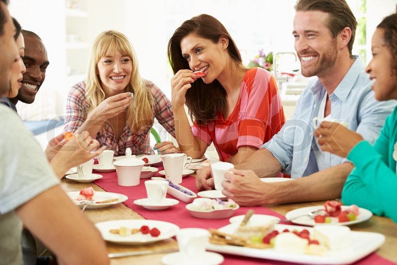 Group Of Friends Having Cheese And ... | Stock image | Colourbox