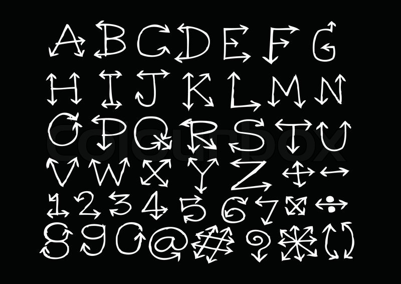 Sketch arrows alphabet , Arrow font A ... | Stock vector | Colourbox