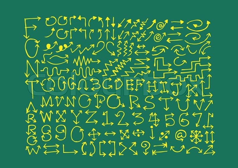 Sketch arrows alphabet , Arrow font A ... | Stock vector | Colourbox