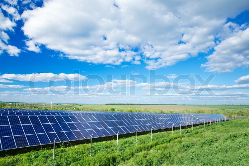 Solar energy panels against sunny sky | Stock image | Colourbox