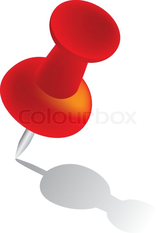Single red pin with shadow | Stock vector | Colourbox