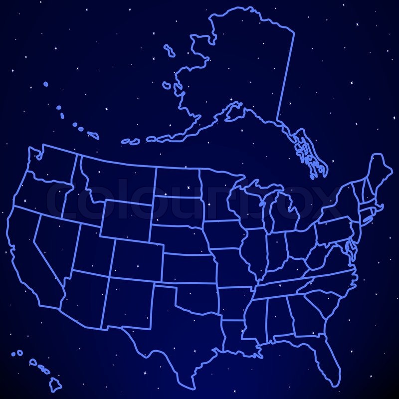 USA map on the starry sky. All objects ... | Stock vector | Colourbox