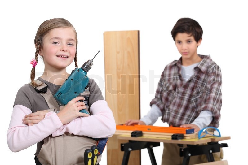 Kinder in einem Handwerker-workshop | Stock Bild | Colourbox