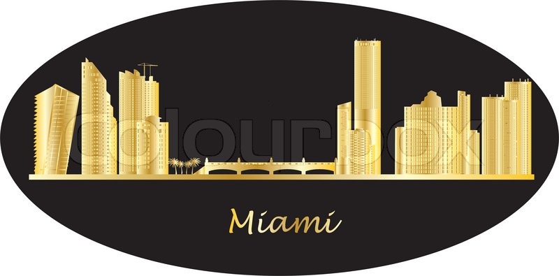 Miami skyline with landmarks | Stock vector | Colourbox