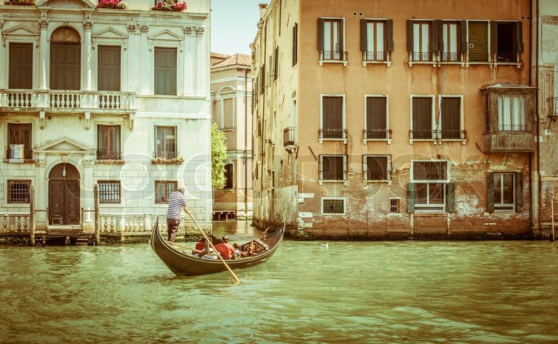Ancient buildings in Venice. Boats ... | Stock image | Colourbox
