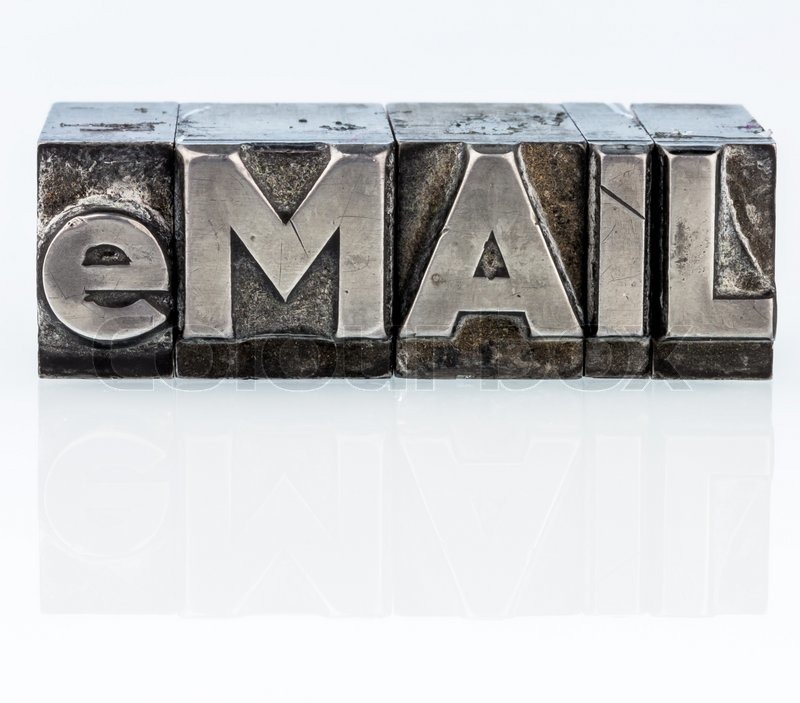 The word "e-mail" in lead letters ... | Stock image | Colourbox