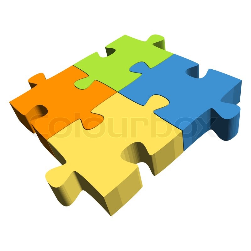 Puzzle mit vier Teilen - ... | Stock-Vektor | Colourbox