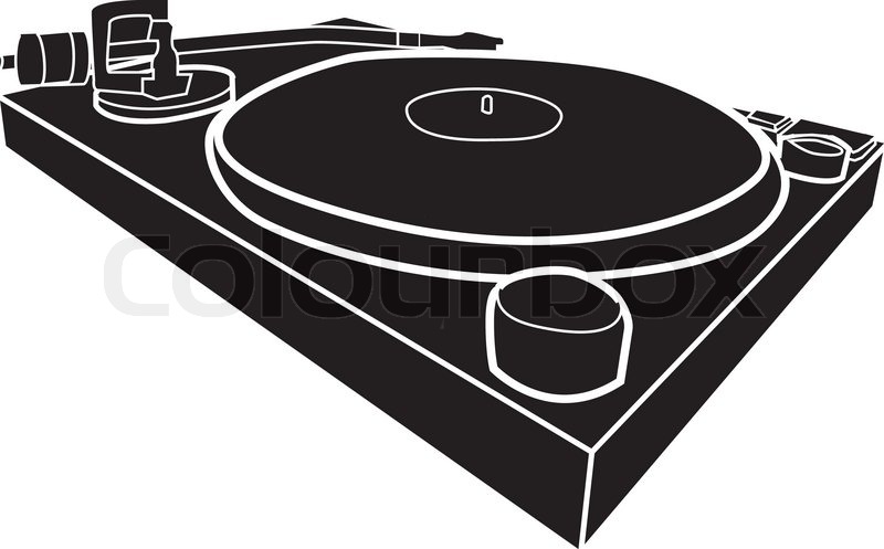 Black and white illustration of DJ ... | Stock vector | Colourbox