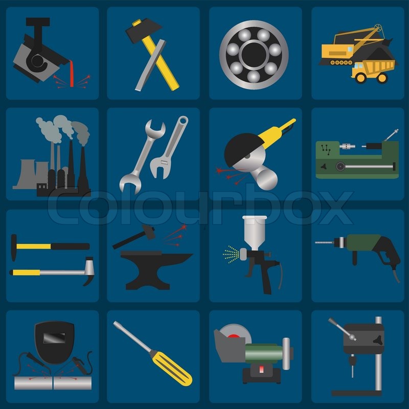 Set of metal working tools icons. ... | Stock Vector | Colourbox
