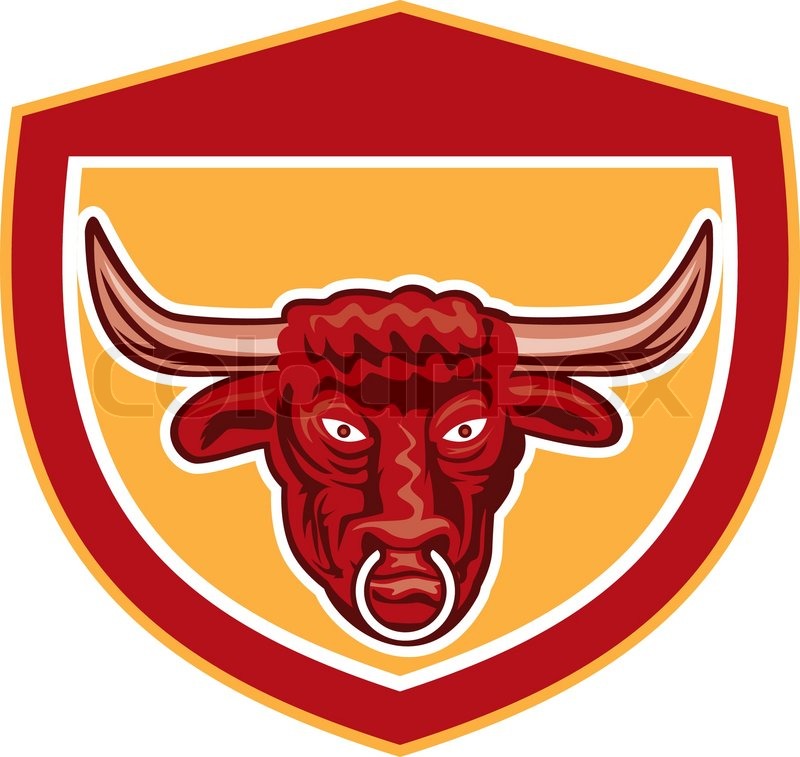 Bull Head Vorderansicht Crest Retro | Stock-Vektor | Colourbox