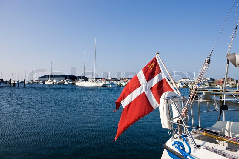 Danish flag on a boat | Stock image | Colourbox