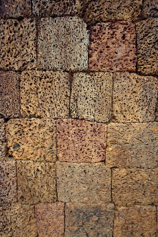 Photo of an ancient block wall in ... | Stock image | Colourbox