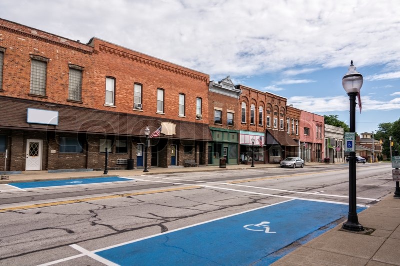 A photo of a typical small town main ... | Stock image | Colourbox