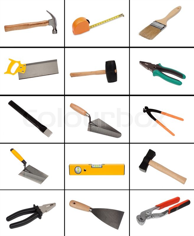 Collage of many different tools ... | Stock image | Colourbox
