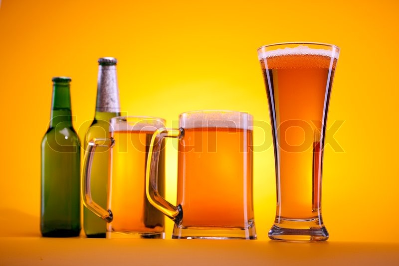 Perfectly chilled beer, in ideal yellow ... | Stock image | Colourbox