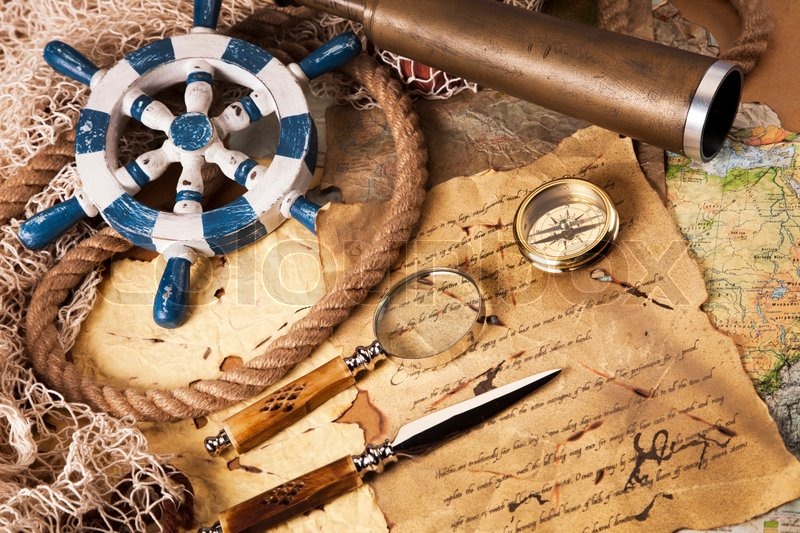 Old navigation equipment, compass and ... | Stock image | Colourbox