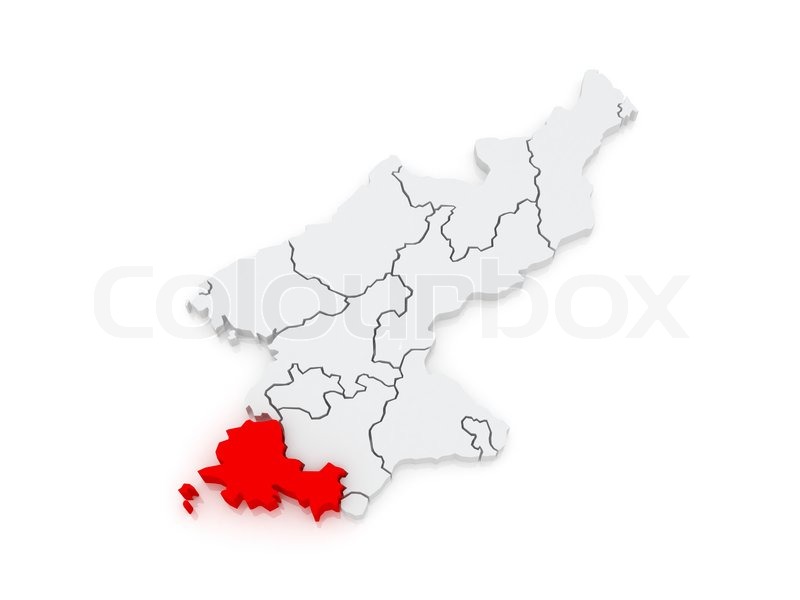 Map of Hwanghae. North Korea. 3d | Stock Photo | Colourbox