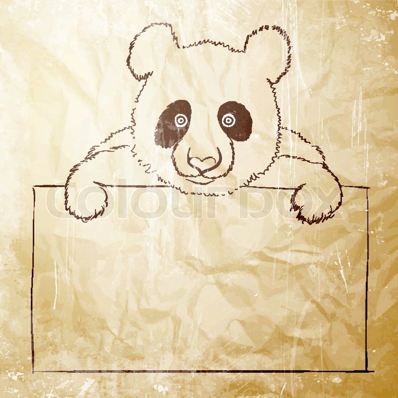 Cute panda with text card place over ... | Stock vector | Colourbox