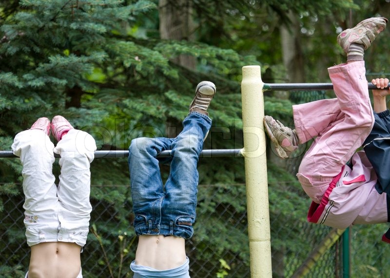 Children in upside down position while ... | Stock image | Colourbox