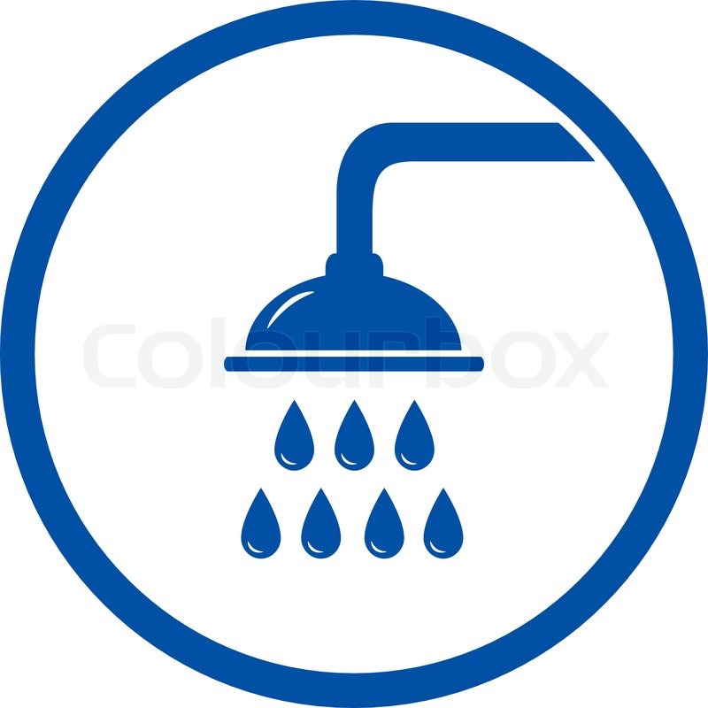 Blue sign with shower head on white ... | Stock vector | Colourbox