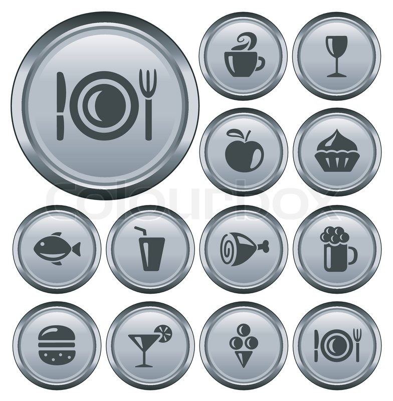 Food and drink button set | Stock vector | Colourbox