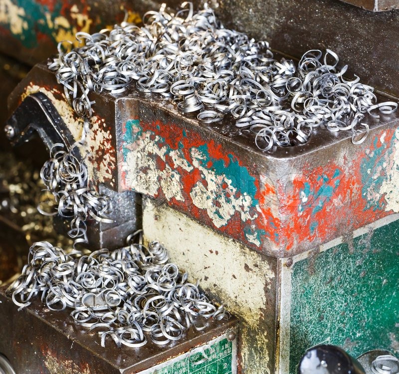 Close up dirty metal scrap on lathe ... | Stock image | Colourbox