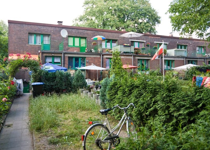 Backyard of row houses | Stock image | Colourbox