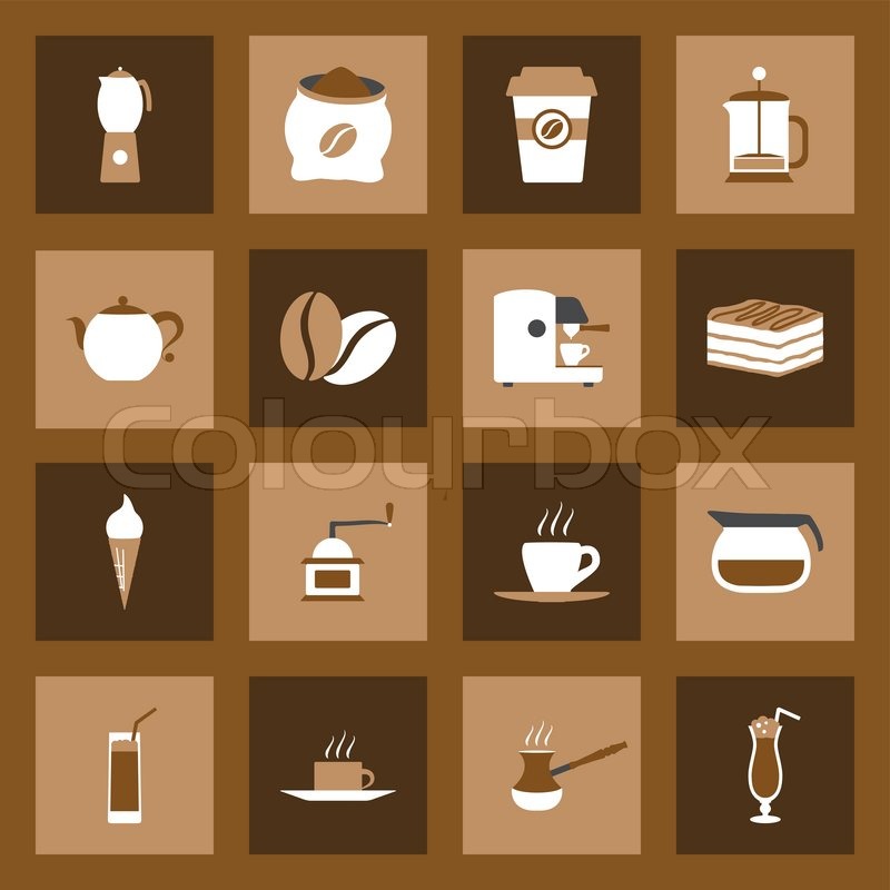 Coffe flat icons set design vector ... | Stock vector | Colourbox
