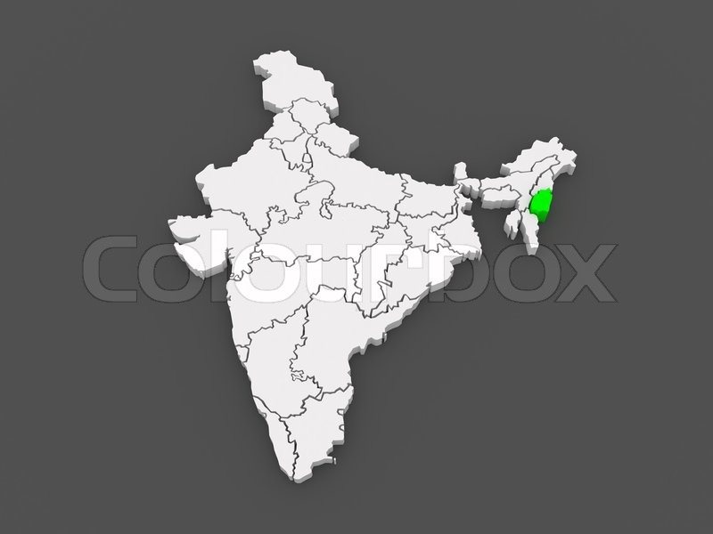 Map of Manipur. India. 3d | Stock image | Colourbox