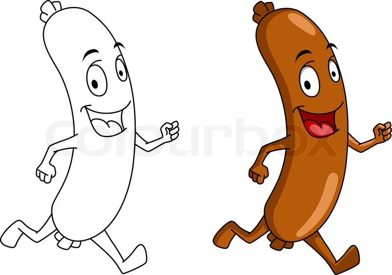 Laufende Cartoon-Wurst | Stock-Vektor | Colourbox