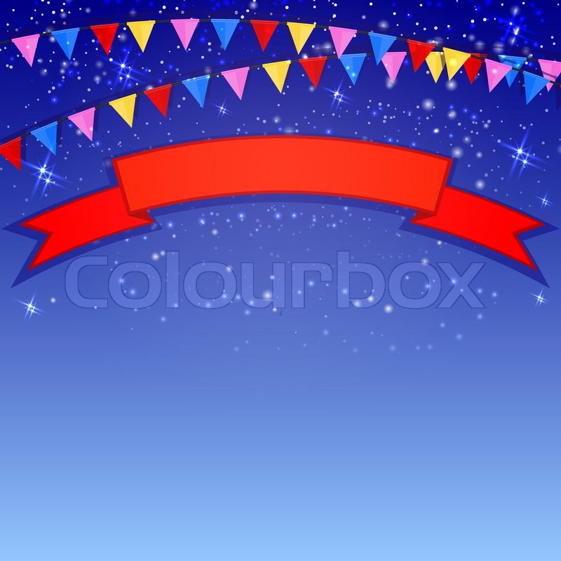 Festive blue background with flags and ... | Stock vector | Colourbox