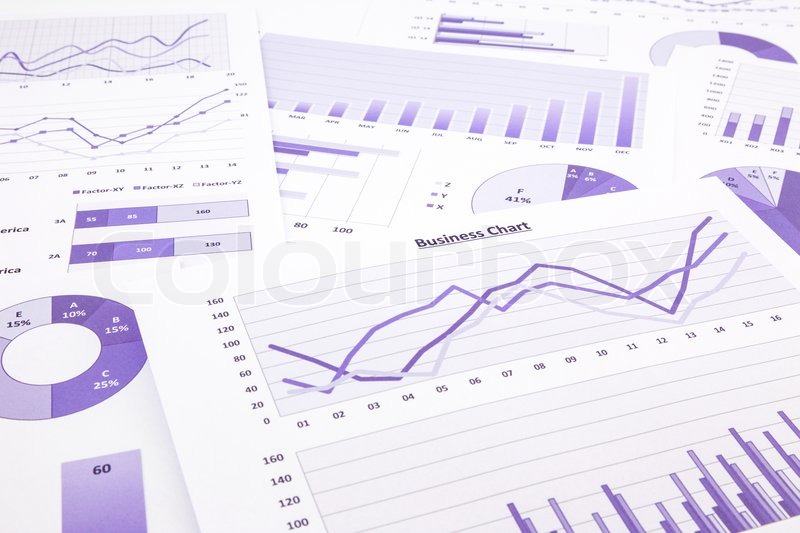 Purple graphs, charts, data and report ... | Stock image | Colourbox