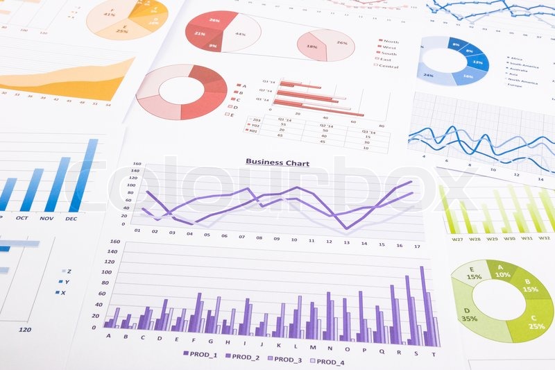 Colorful graphs, data analysis, ... | Stock image | Colourbox