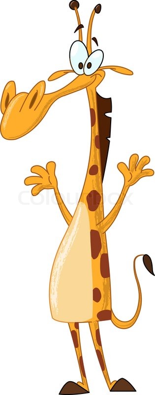 Smiling giraffe waving with his hands | Stock vector | Colourbox