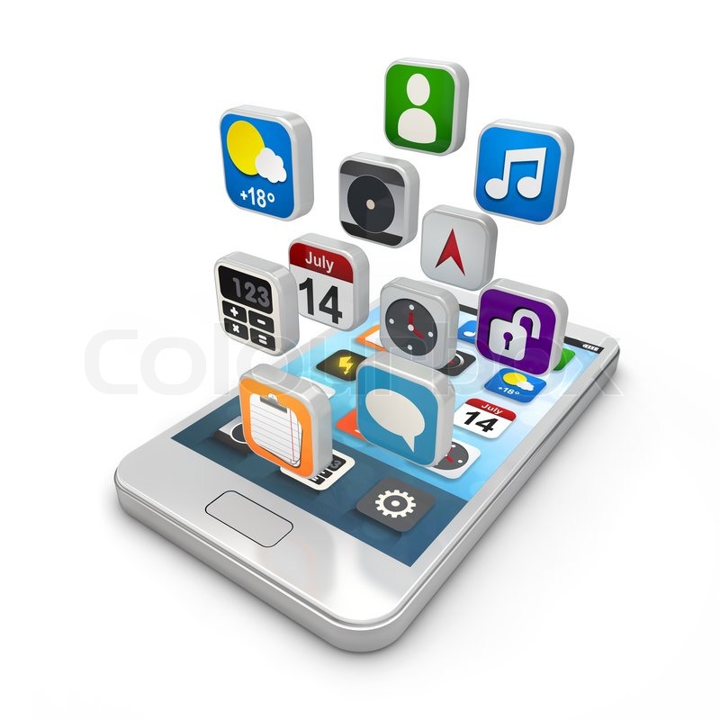 Smartphone apps, Touchscreen-Smartphone ... | Stock Bild | Colourbox