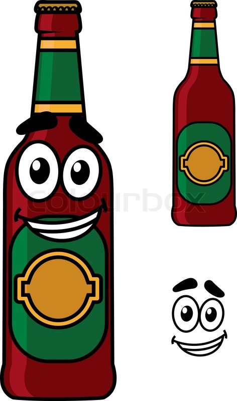 Happy and joyful maroon beer bottle ... | Stock vector | Colourbox