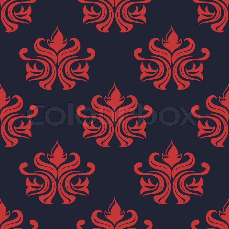 Seamless red colored floral arabesque ... | Stock vector | Colourbox