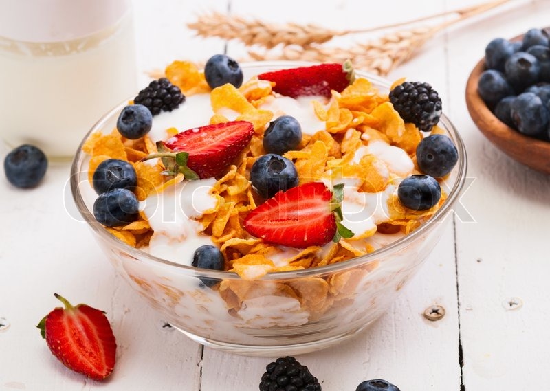 Bowl of healthy muesli and fresh ... | Stock image | Colourbox
