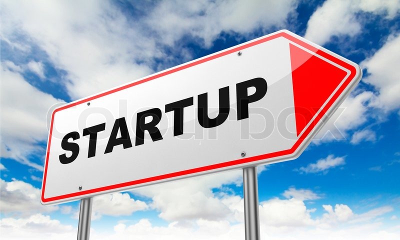 Start beim roten Schild. | Stock Bild | Colourbox