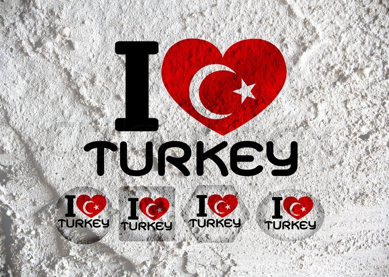 Love Turkey flag sign heart symbol on ... | Stock image | Colourbox