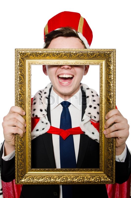 Man with picture frame isolated on the ... | Stock image | Colourbox