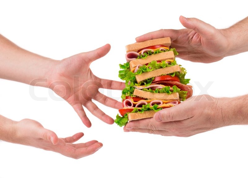 Sandwich in hands isolated on white ... | Stock image | Colourbox